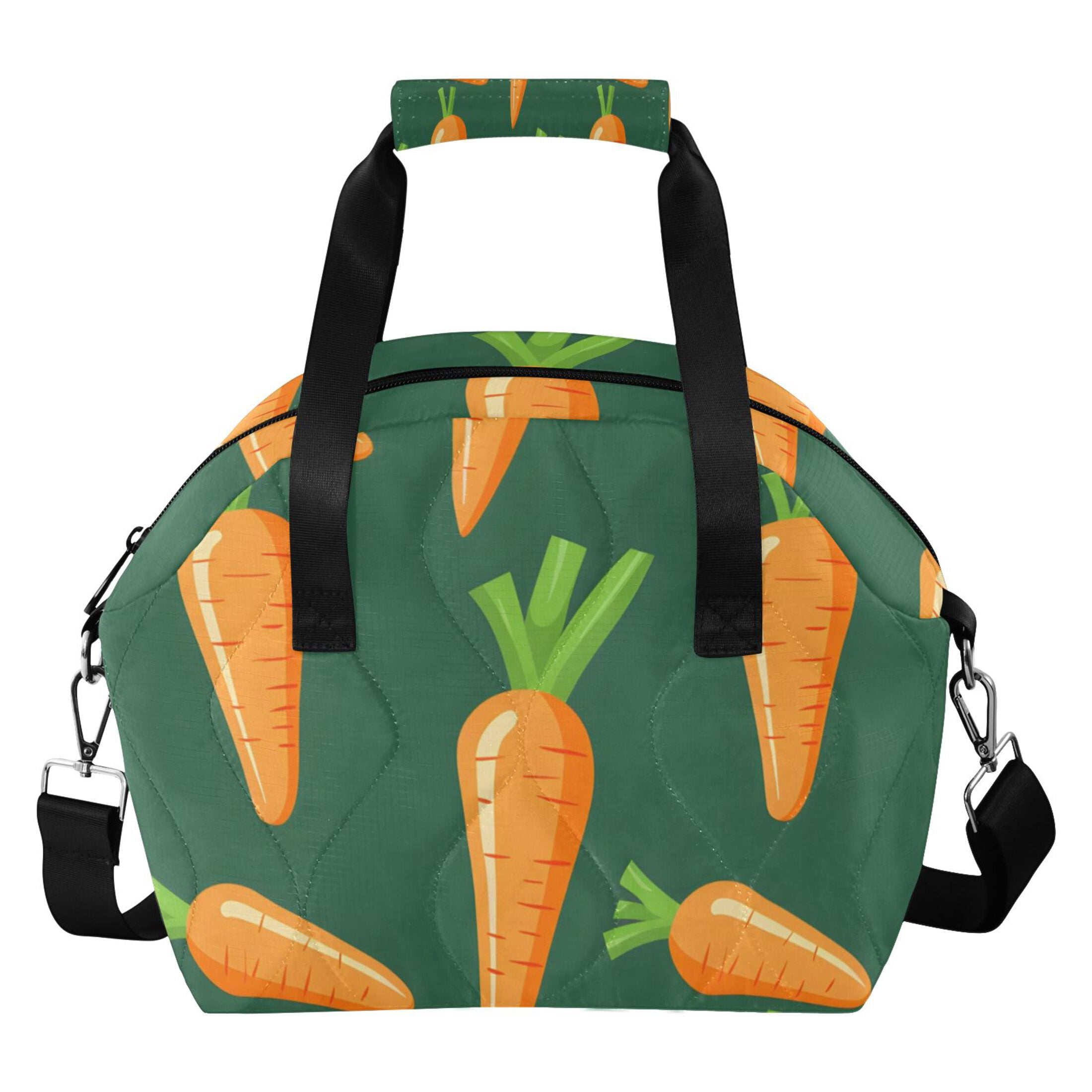 Cute Carrots Cartoon Insulated Lunch Bag Reusable Quilted Lunch Box ...