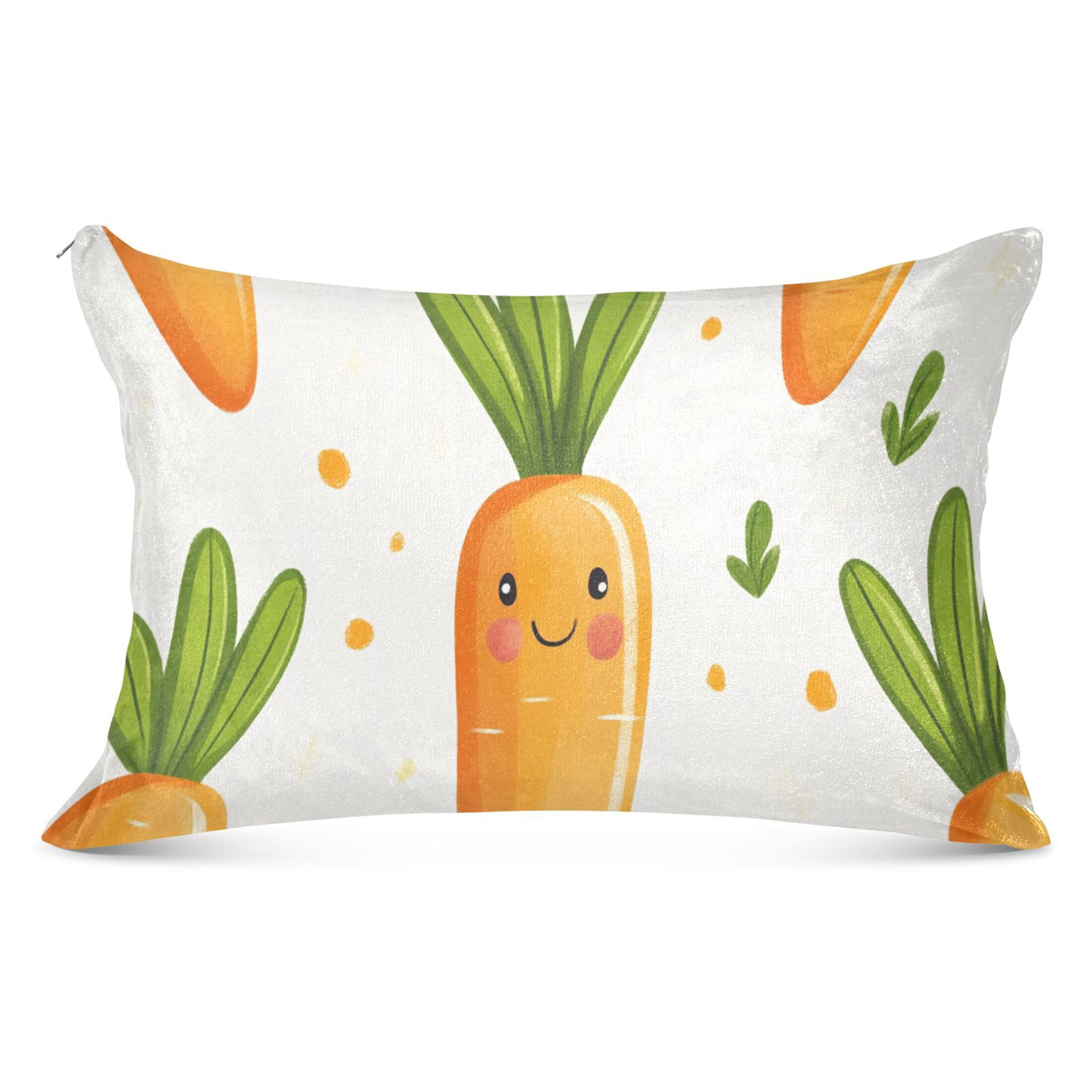 Cute Carrots Leaves Dots Hand Drawn Plush Pillowcase Pillow Slip ...
