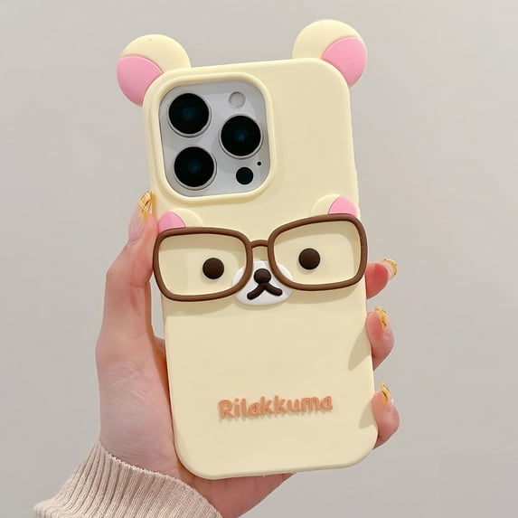 Cute Cartoon 3D Rilakkuma Phone Case For iPhone 16 15 14 13 12 11 Pro X ...