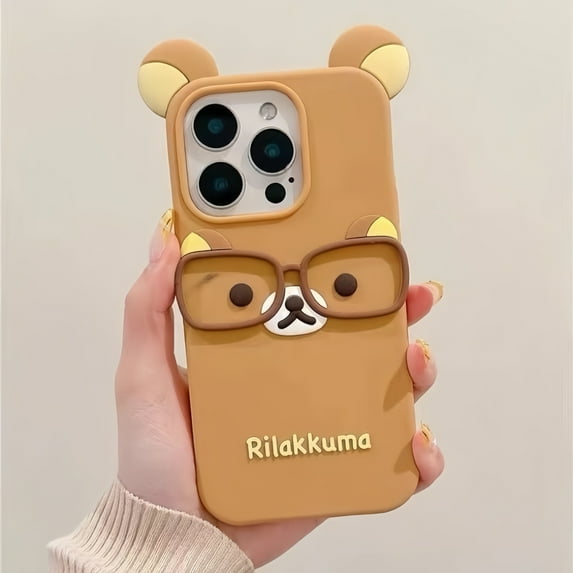 Cute Cartoon 3D Rilakkuma Phone Case For iPhone 16 15 14 13 12 11 Pro X ...