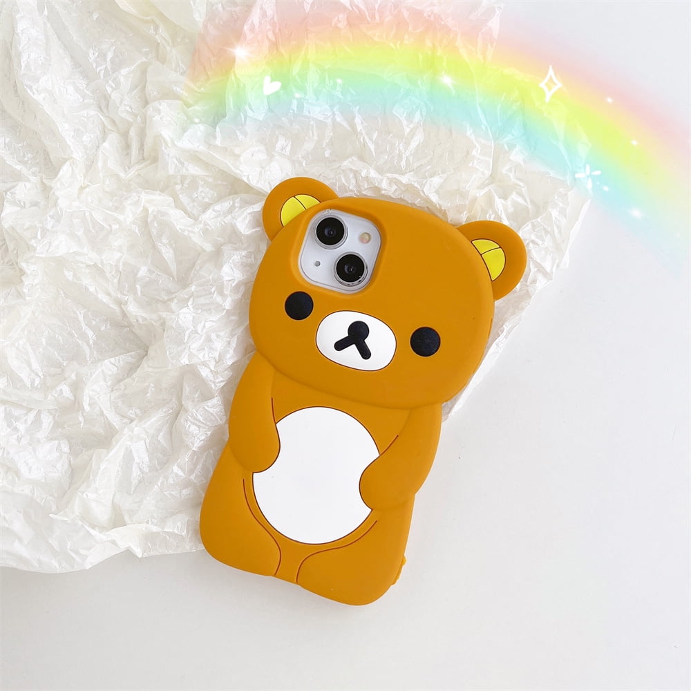Cute Cartoon 3D Rilakkuma Phone Case For iPhone 16 15 14 13 12 11 Pro X ...