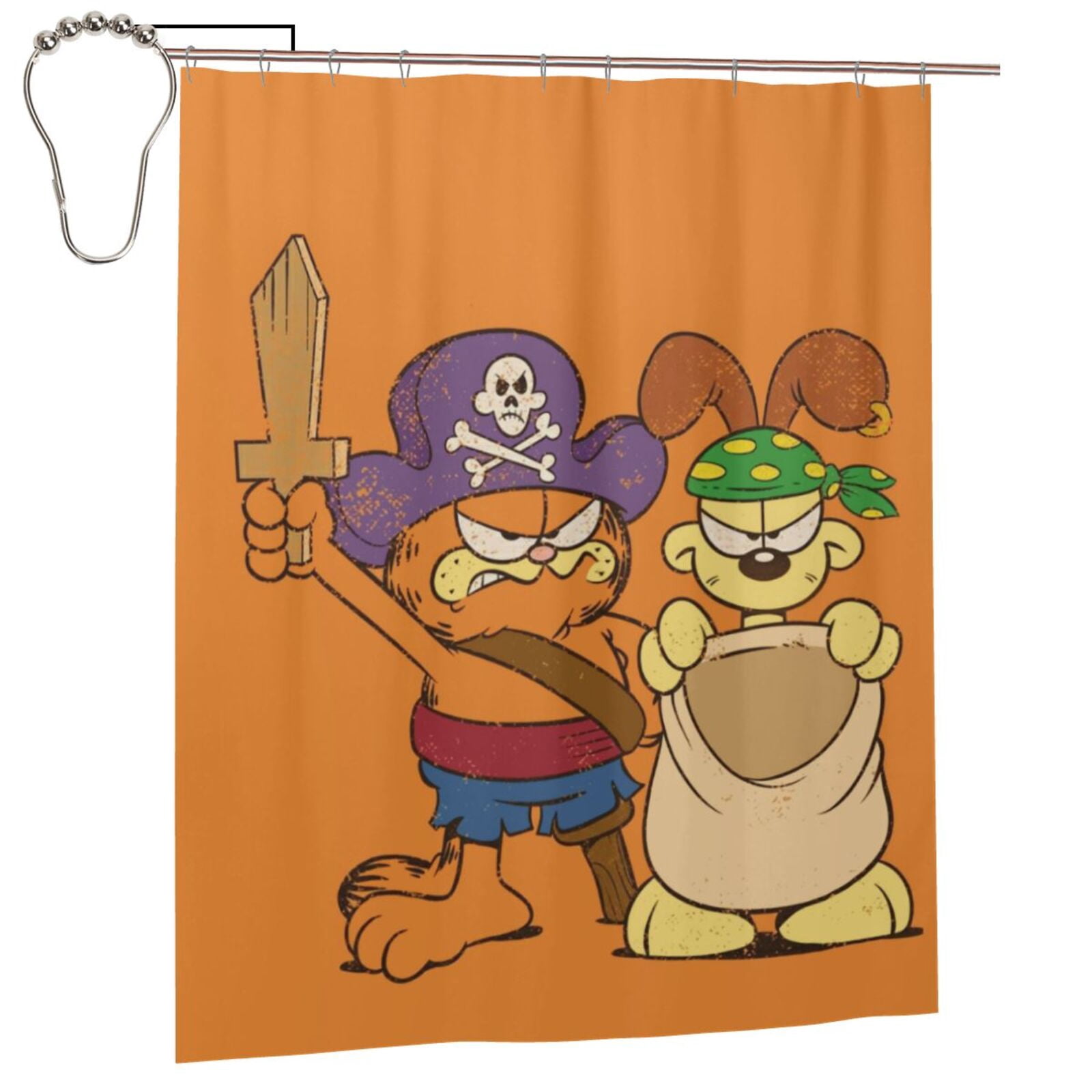 Cute Cartoon 60 x 72 inch Garfield Bathroom Shower Curtain with 12 ...