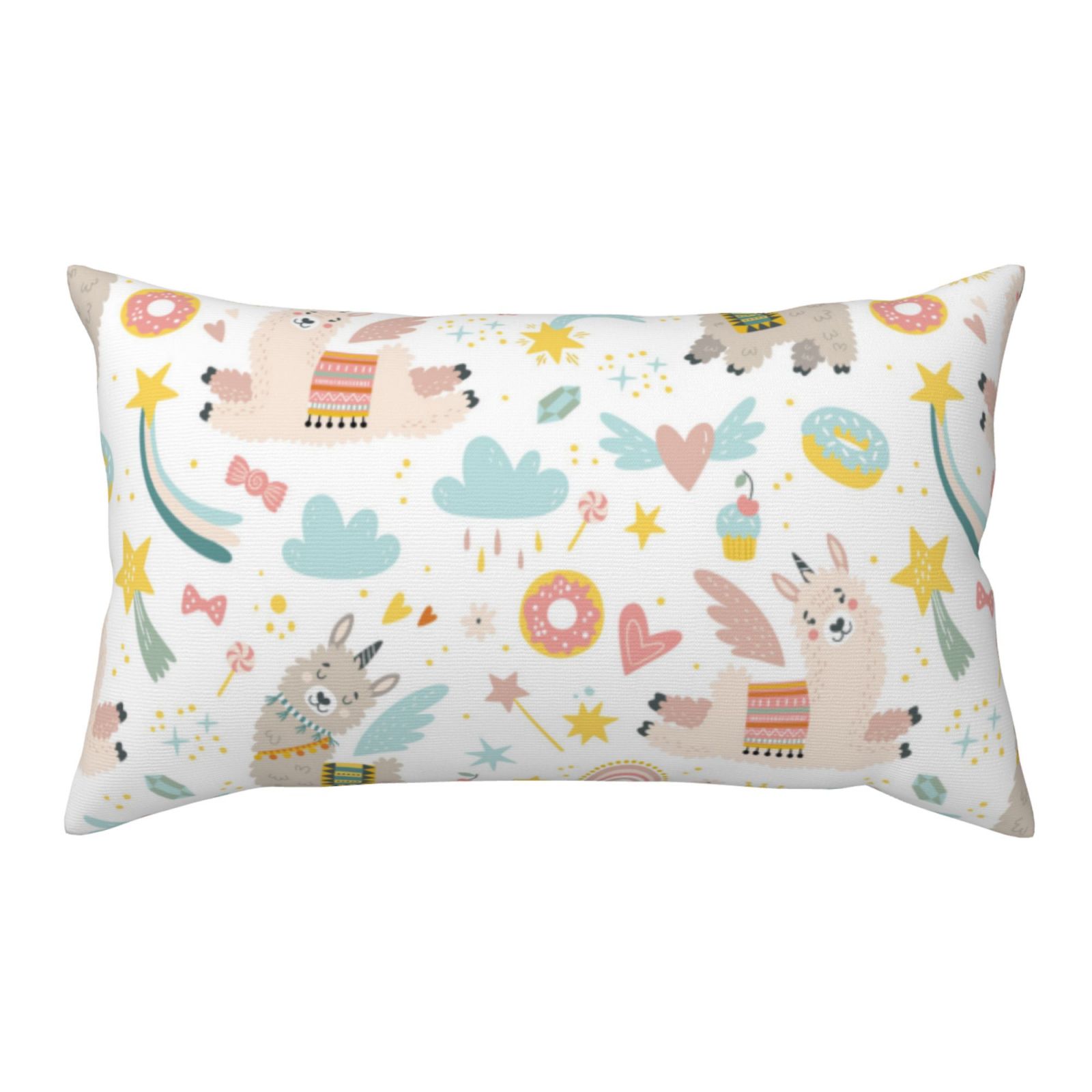 Cute Cartoon Alpaca Donut Love Pillow Covers, King Size Pillow Cases ...