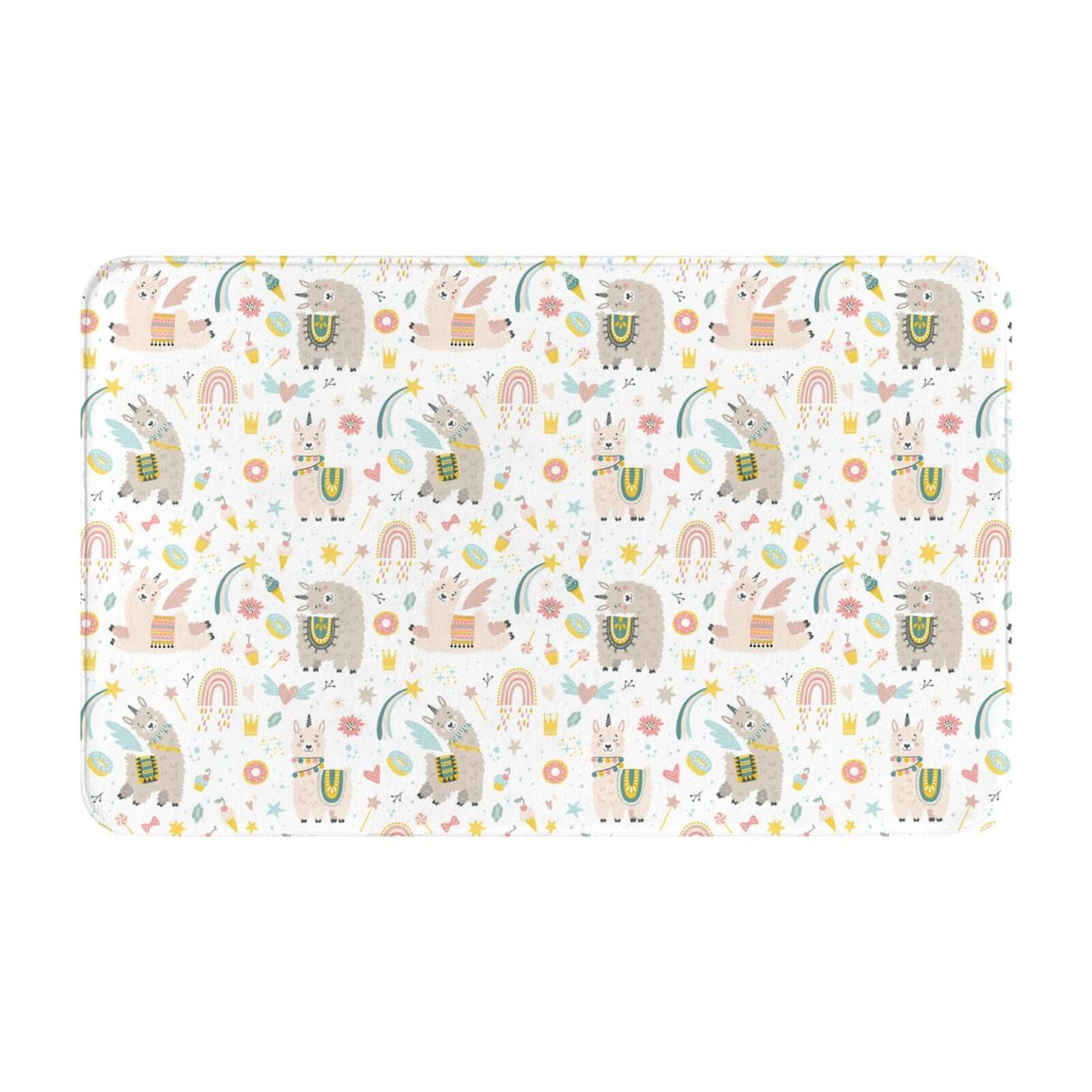 Cute Cartoon Alpaca Donut Stars Front Door Mat, Indoor Mats for Bedroom ...