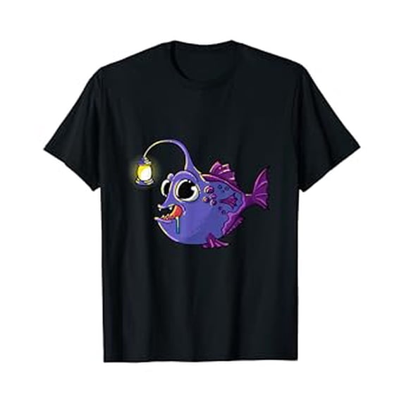 Cute Cartoon Anglerfish Deep Sea Creatures T-Shirt for Ocean Lovers and ...