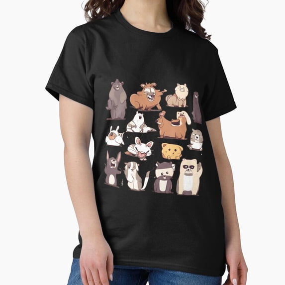Cute Cartoon Animal Grid T-Shirt | Adorable Bears, Rabbits, & More Fun ...