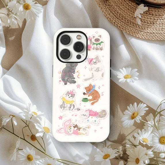 Cute Cartoon Animal Pastel Kitty Valentine Phone Case with iPhone 17 to ...