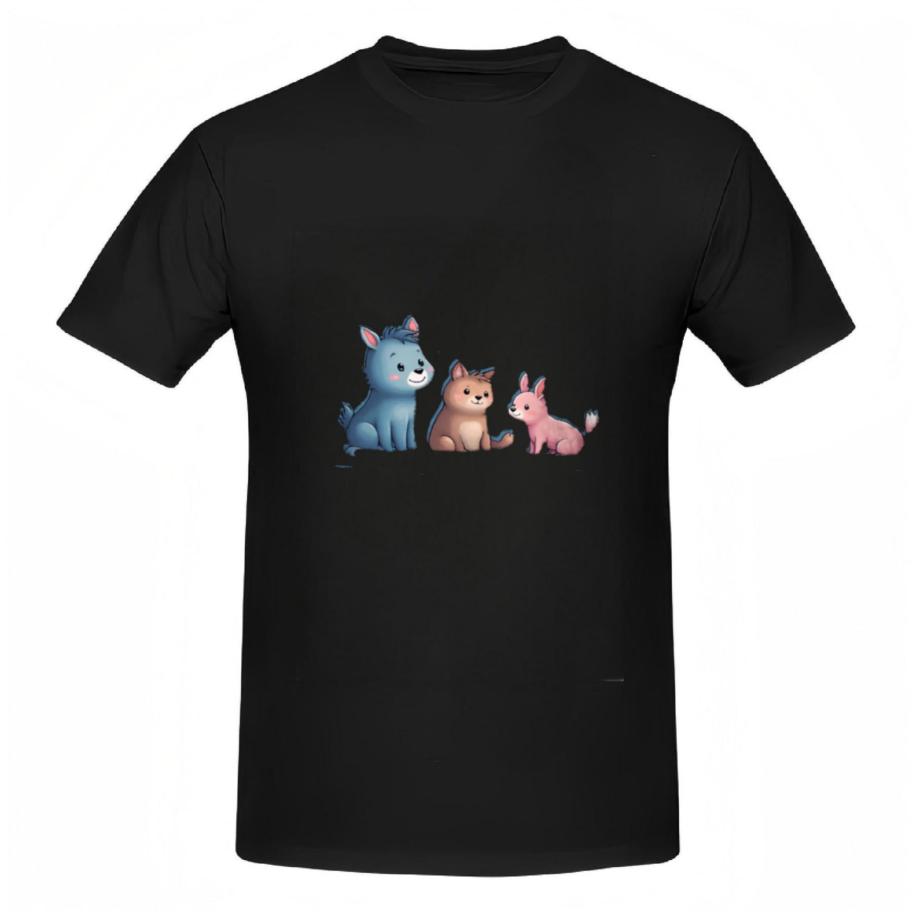 Cute Cartoon Animal Print Cotton Short Sleeve T-Shirt for Women - Brown ...