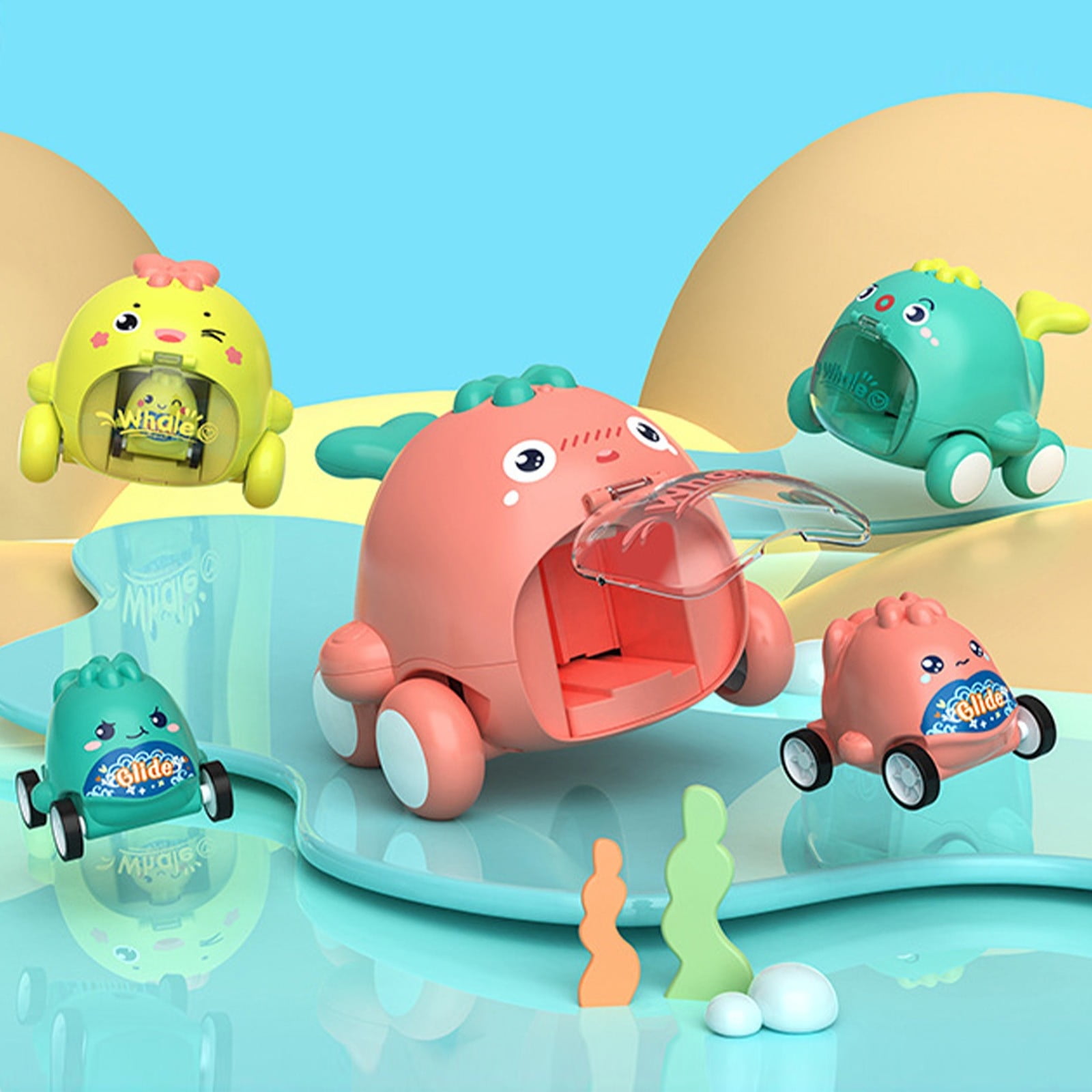 Cute Cartoon Animals Catapult Car Toy - Mini Inertia Rebound Cars ...