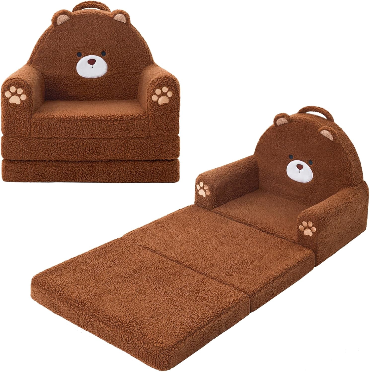 Cute Cartoon Animals Toddler Chair, 2-in-1 Flip Open Sherpa Foldable ...