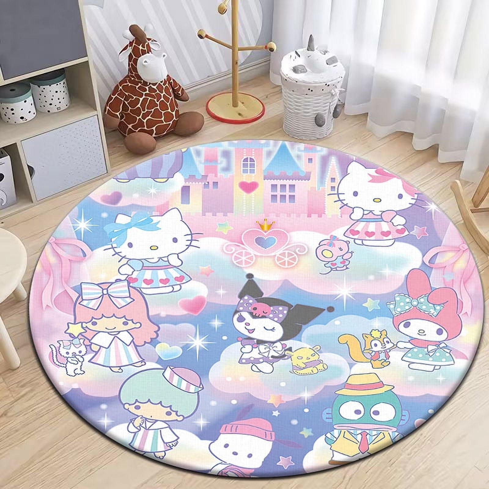 Cute Cartoon Anime Kuromi Cartoon Printed Round Carpet for Living Room ...