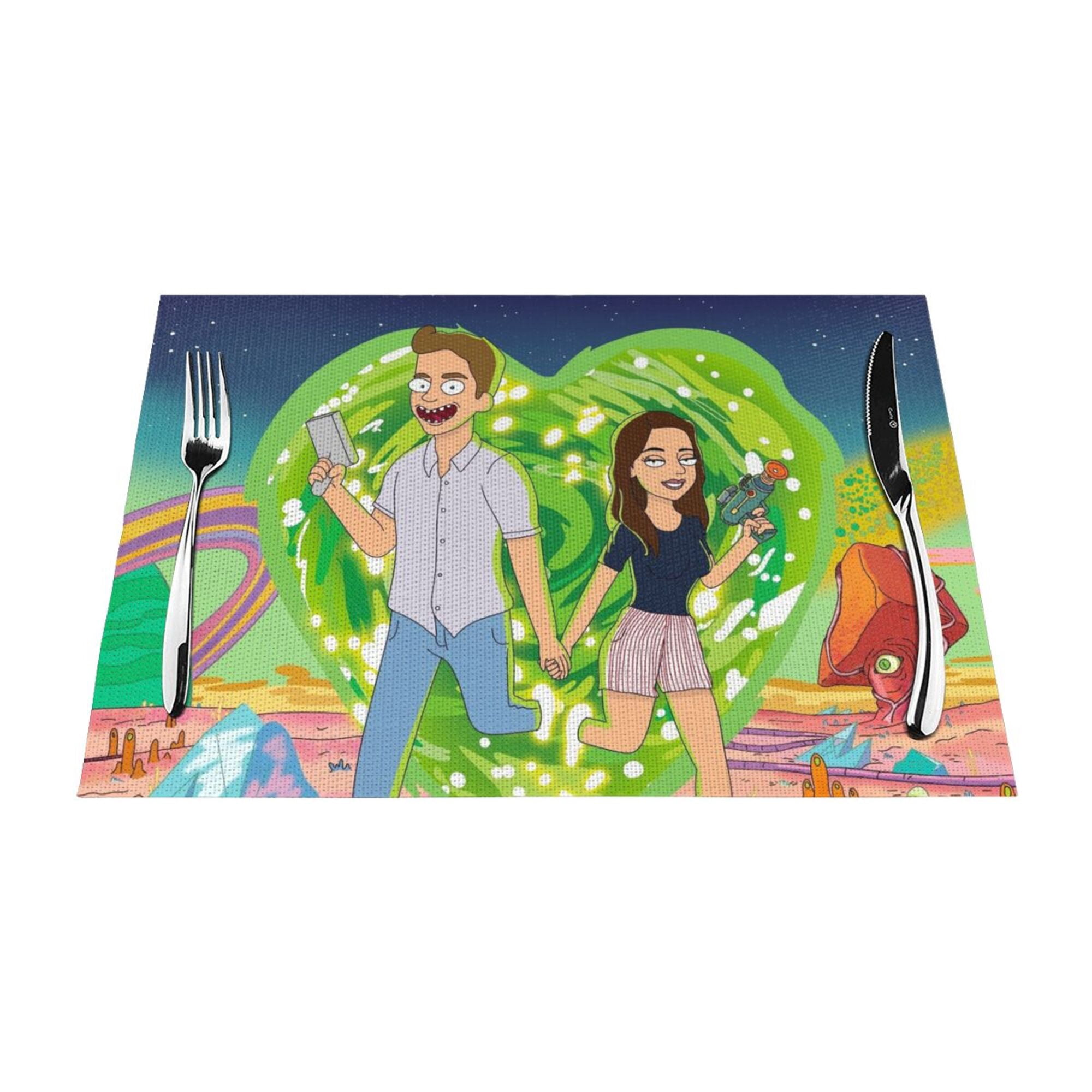 Cute Cartoon Anime Rick And Morty Set of 1 Woven Vinyl Placemat Table ...