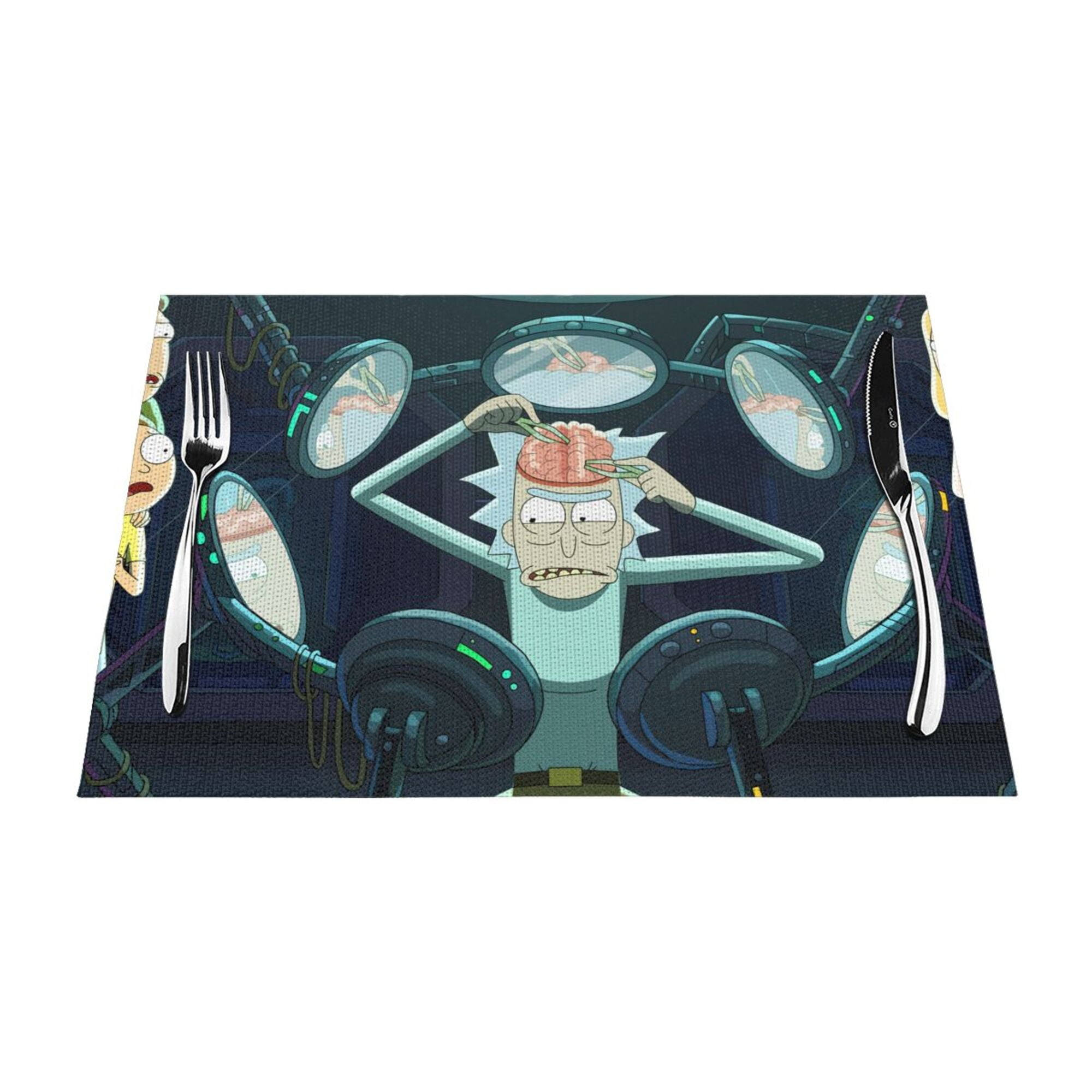 Cute Cartoon Anime Rick And Morty Set of 4 Woven Vinyl Placemat Table ...