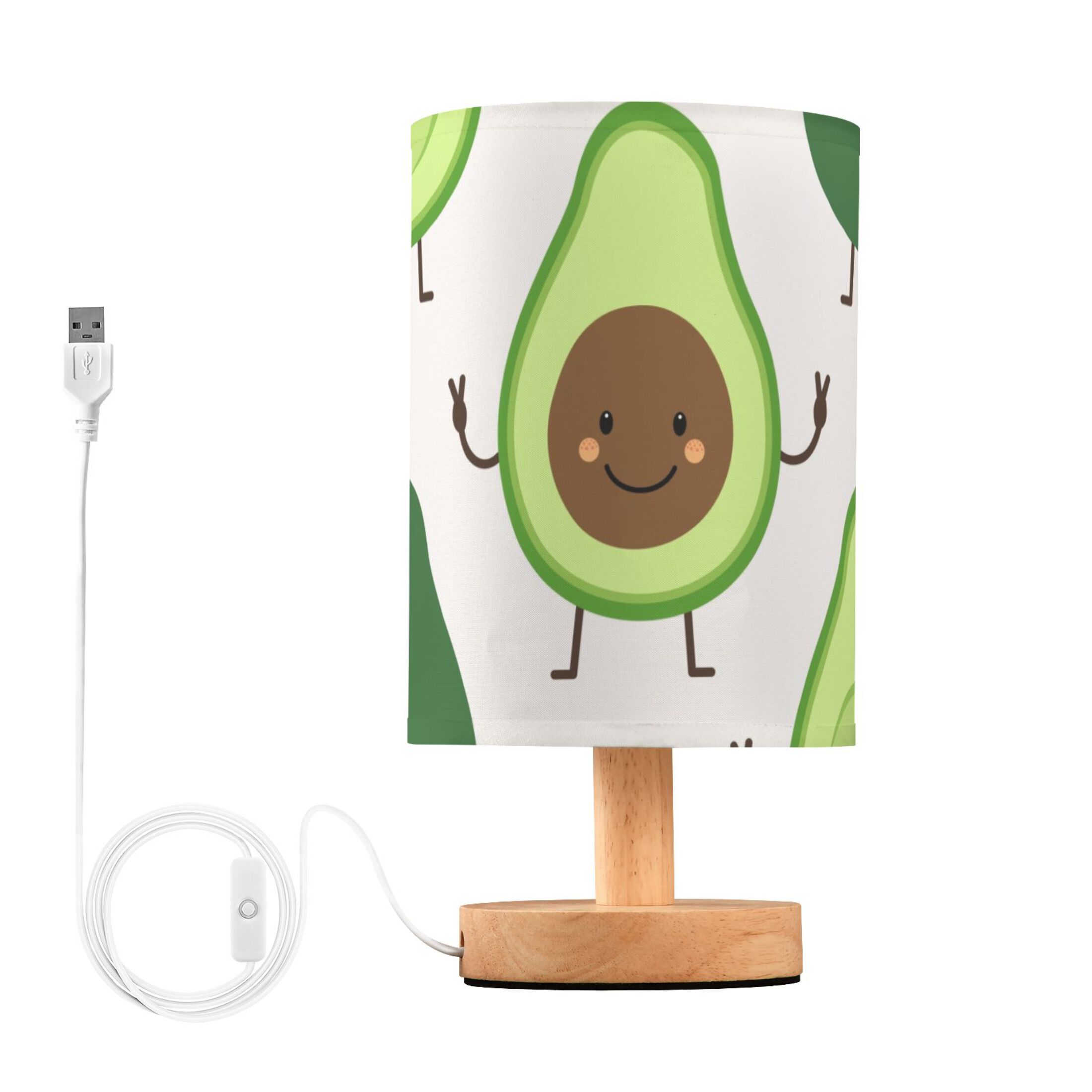 Cute Cartoon Avocado Bedside Table Lamp LED Warm Lights with USB ...