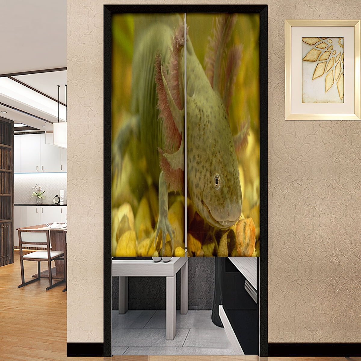 Cute Cartoon Axolotl Door Curtain Japanese Short Noren Kitchen ...