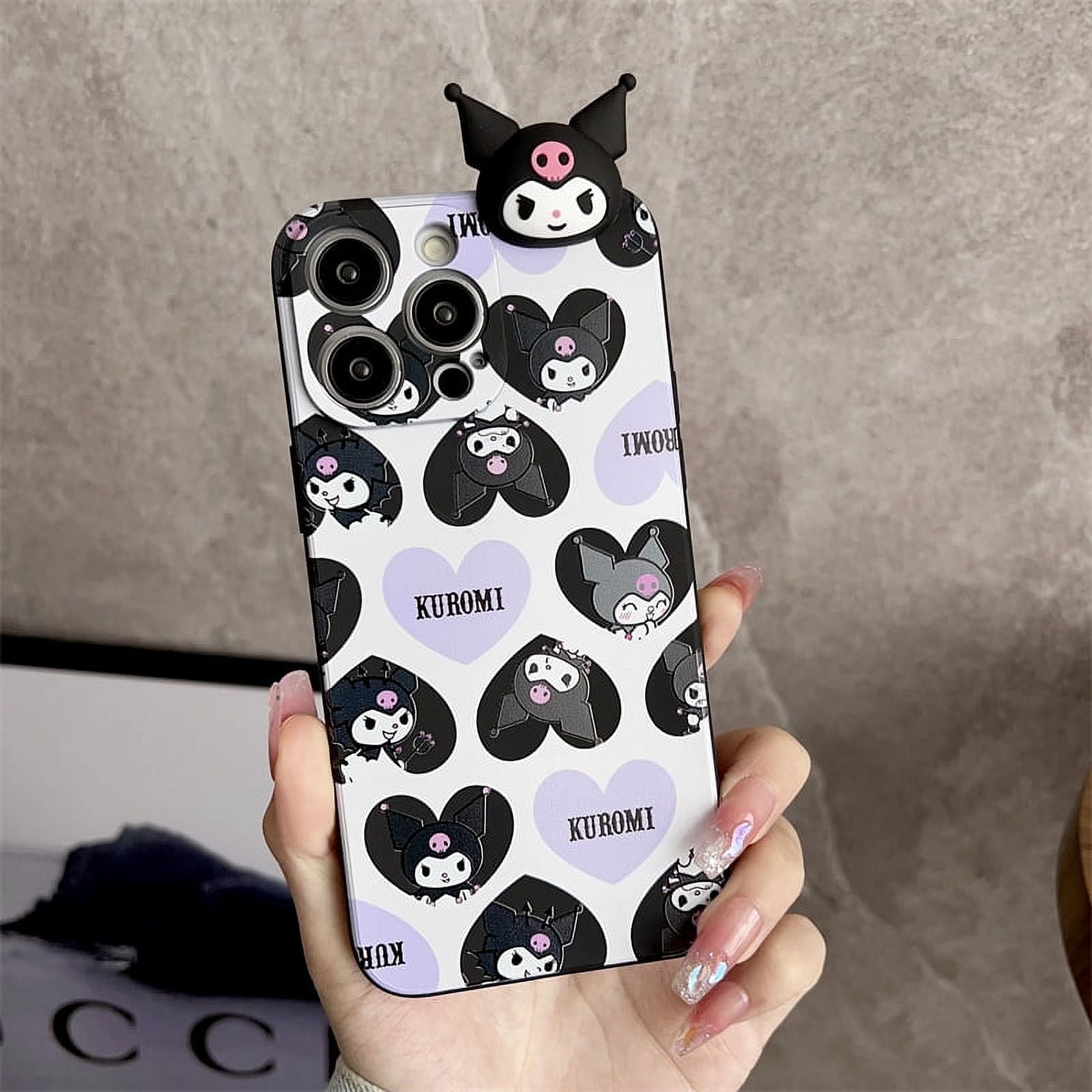 Cute Cartoon Back Protect Case Sanrio Kuromi Case with Holder Rope For ...