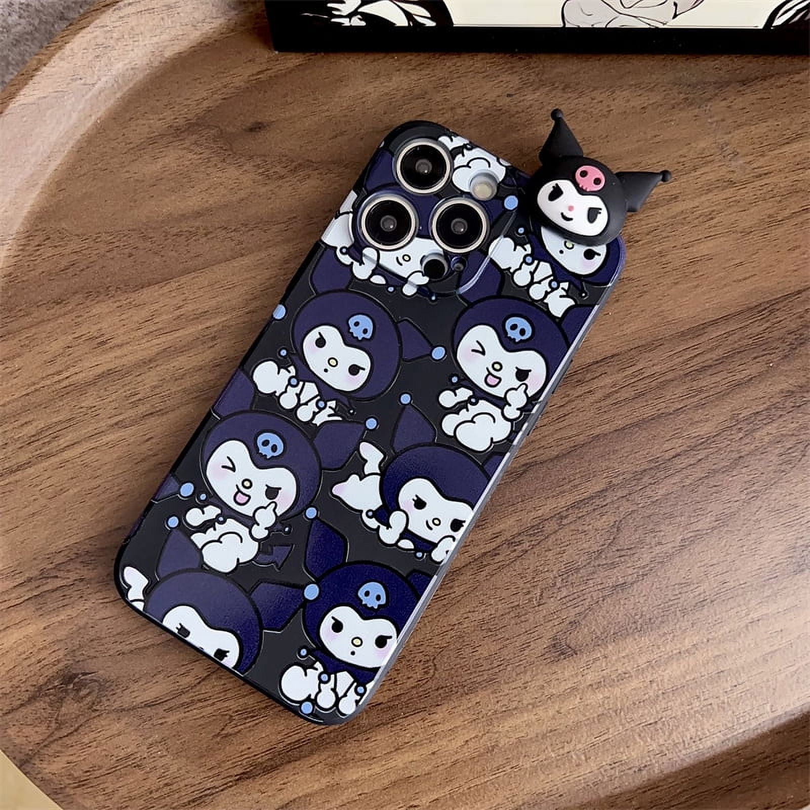 Cute Cartoon Back Protect Case Sanrio Kuromi Case with Holder Rope For ...