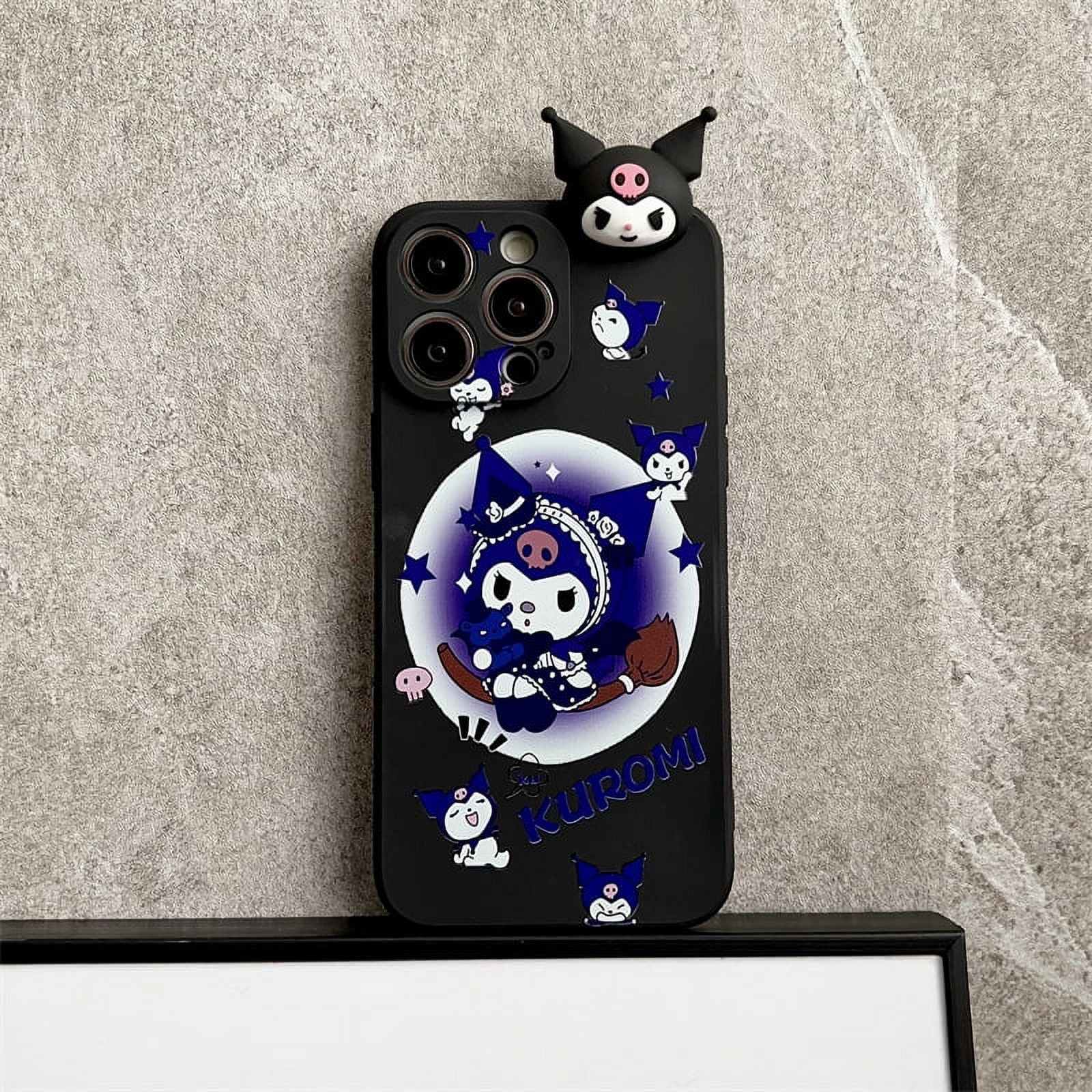 Cute Cartoon Back Protect Case Sanrio Kuromi Case with Holder Rope For iPhone X Xs Max XR 11 12 ...