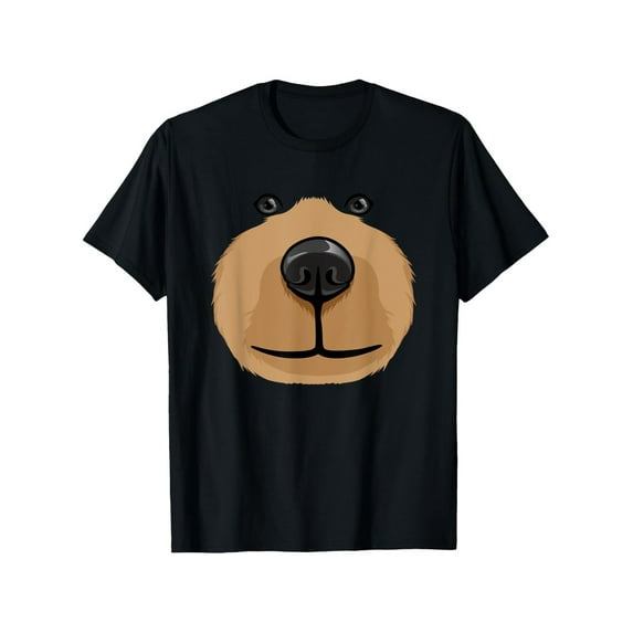 Cute Cartoon Bear Face T-Shirt for Costume Parties, Loose Fit Short ...