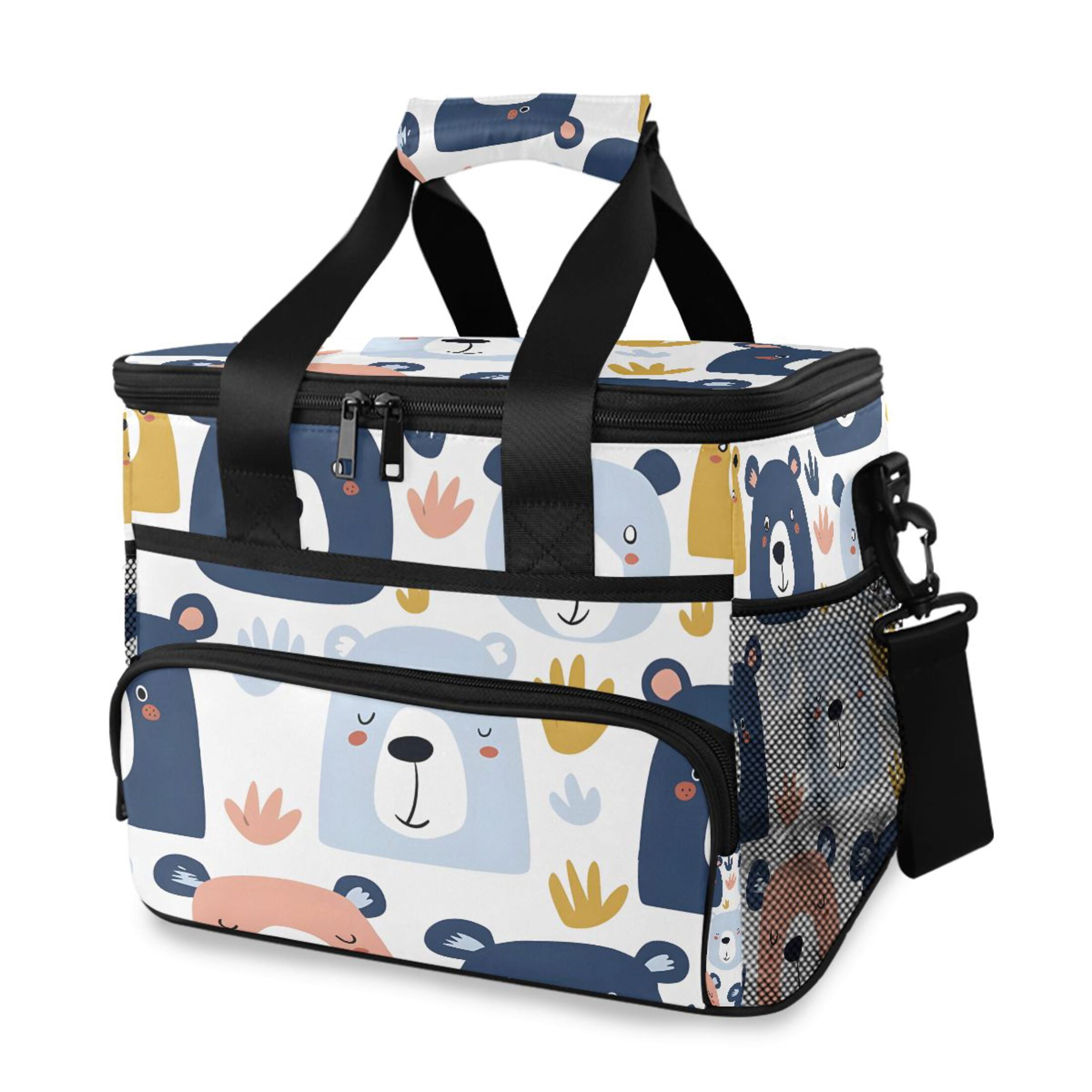 Cute Cartoon Bear on Grassland Portable Cooler Lunch Box Reusable ...