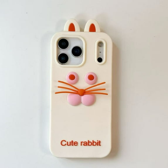 Cute Cartoon Bearded Rabbit Phone Case For iPhone 17 Pro 16 Plus 15 14 ...