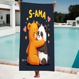 Cute Cartoon Bears Embracing Design Beach Towel - Orange & White Bears ...