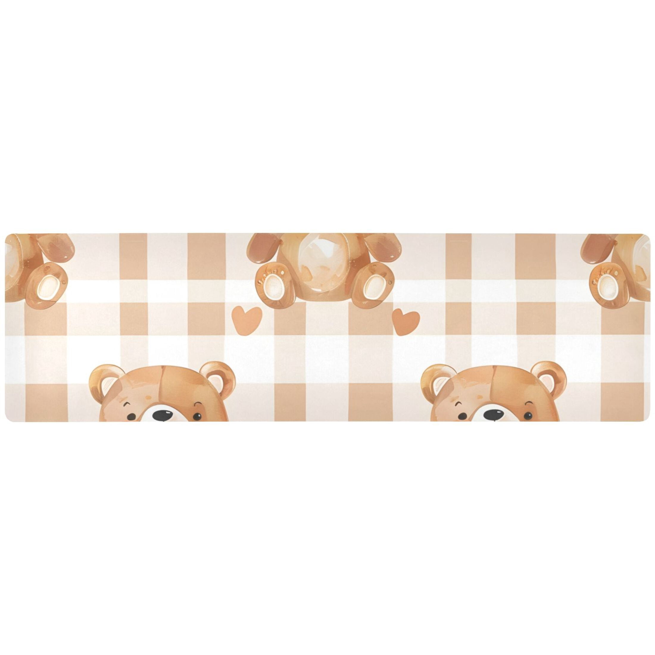 Cute Cartoon Bears with Hearts Long Hot Pad Cuttable Table Mat Trivets ...