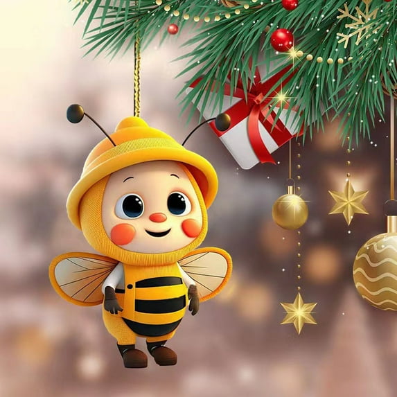 Cute Cartoon Bee Decorative Hanging Ornament - 2D Flat Design With ...
