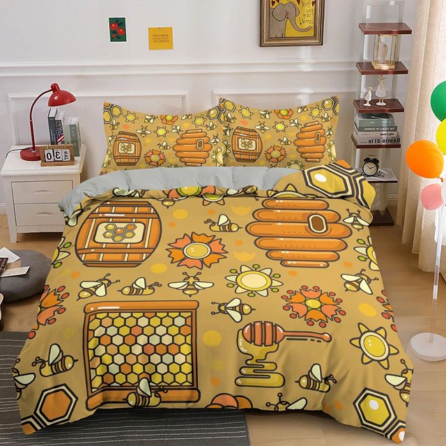Cute Cartoon Bee Duvet Cover King Sweet Hy Bedding Set Kids Boys Girl ...