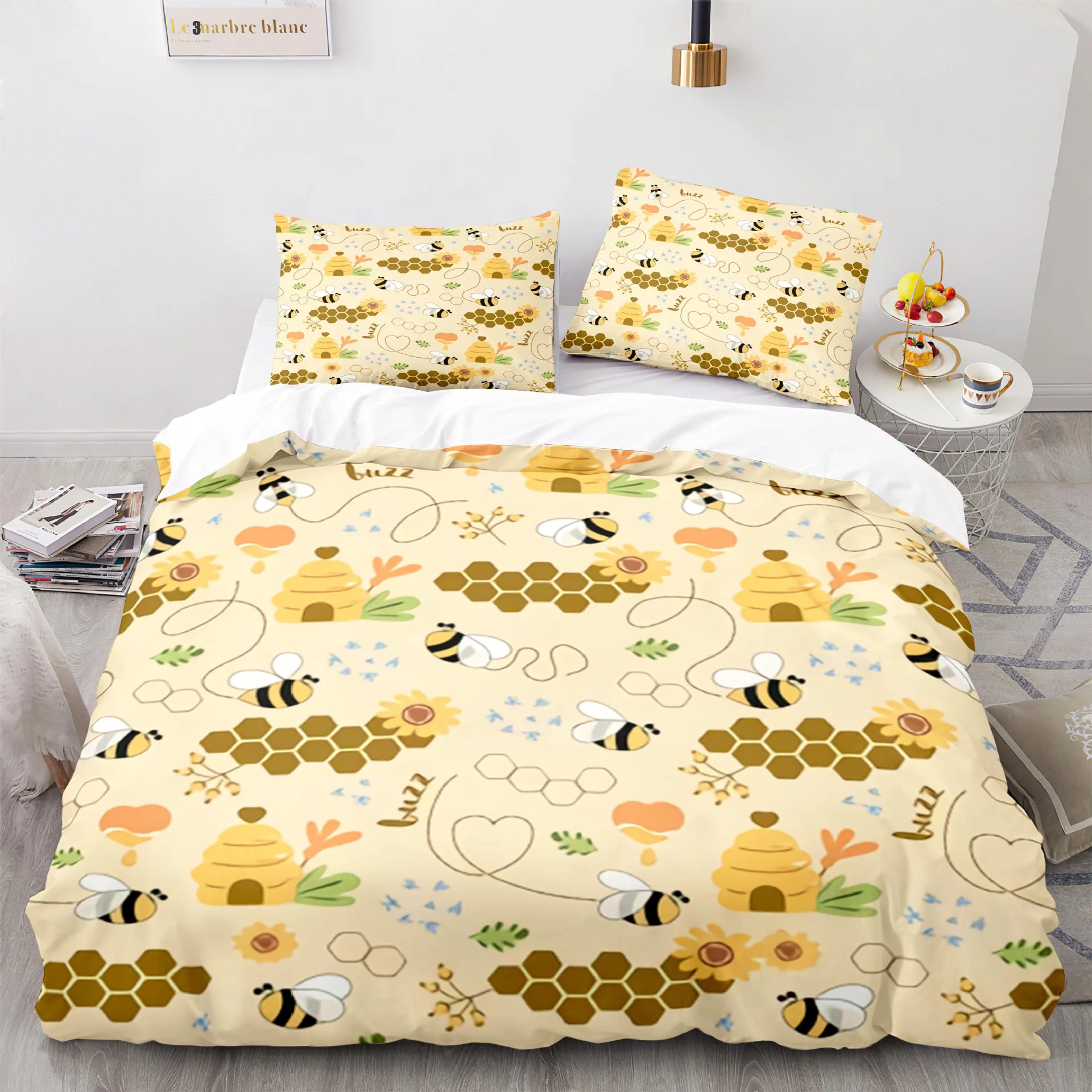 Cute Cartoon Bee Duvet Cover King Sweet Hy Bedding Set Kids Boys Girl ...