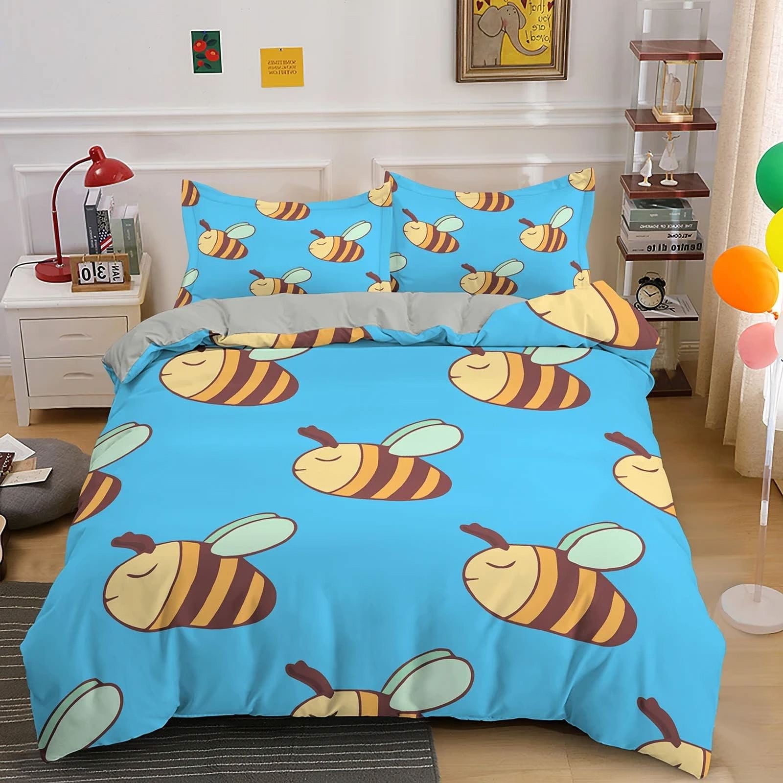 Cute Cartoon Bee Duvet Cover King Sweet Hy Bedding Set Kids Boys Girl ...