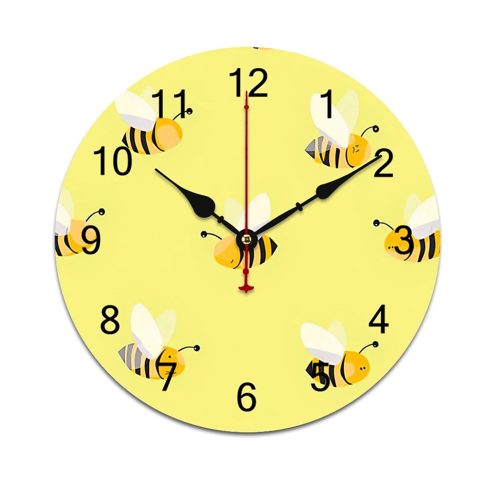 Cute Cartoon Bees And Flowers Bedroom Wall Clock Large Modern Kitchen ...