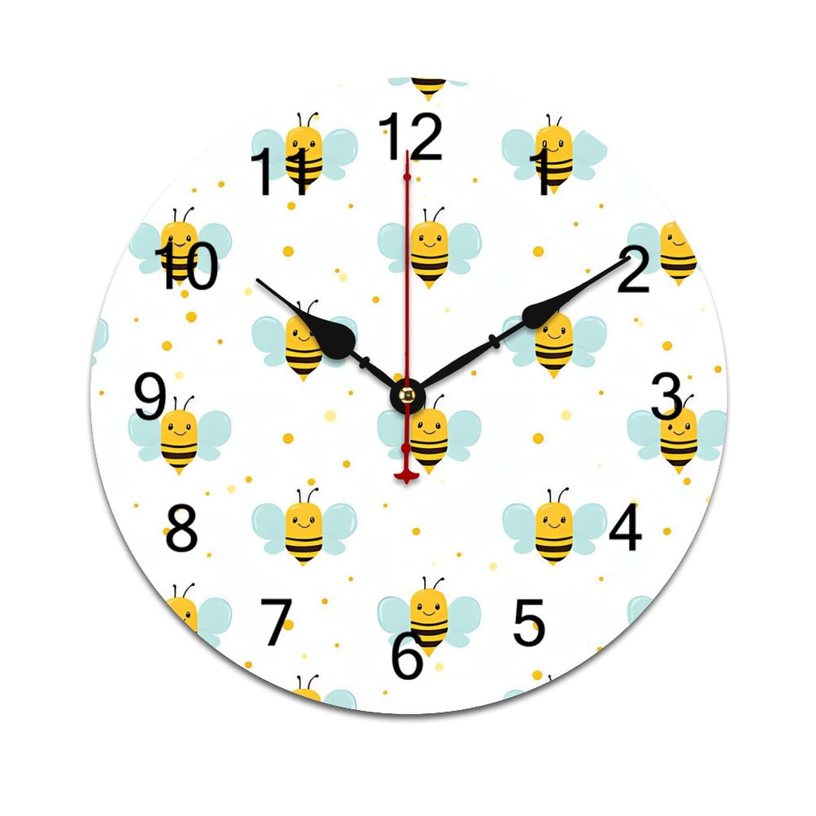 Cute Cartoon Bees And Flowers Bedroom Wall Clock Large Modern Kitchen ...