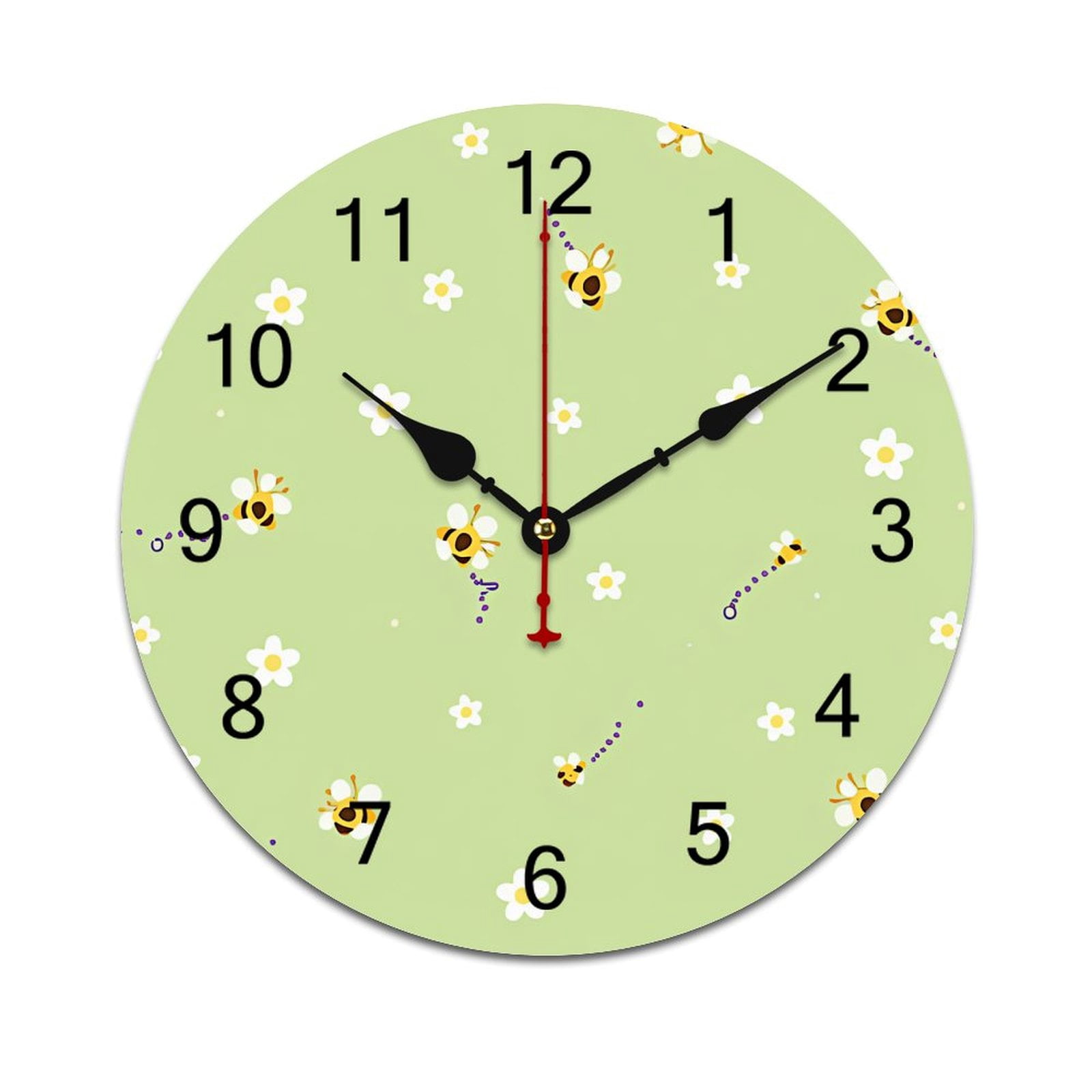 Cute Cartoon Bees And Flowers Bedroom Wall Clock Large Modern Kitchen ...