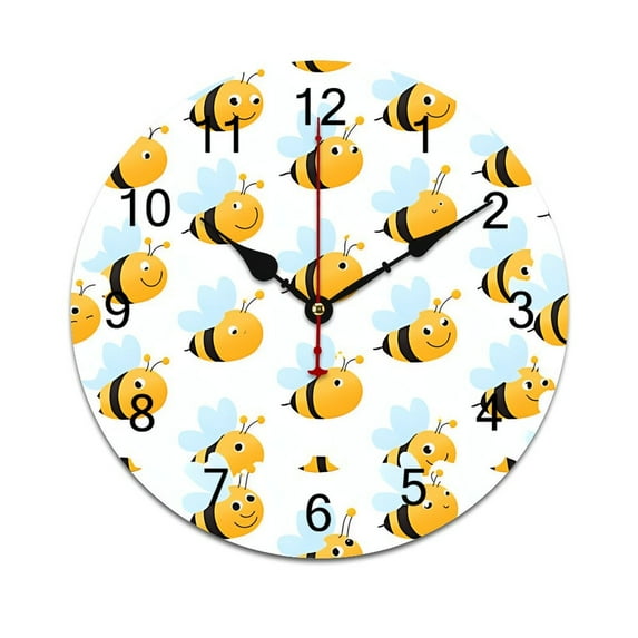 Cute Cartoon Bees And Flowers Bedroom Wall Clock Large Modern Kitchen ...