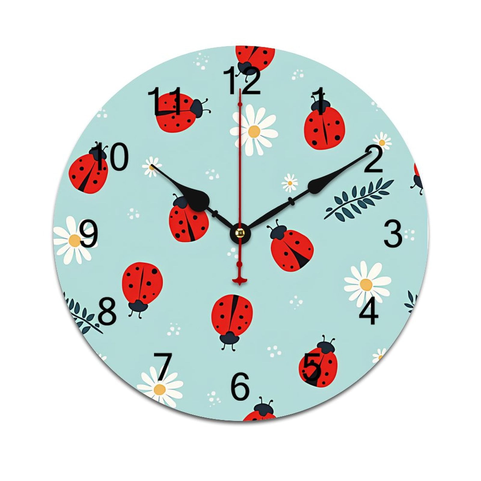 Cute Cartoon Bees And Flowers Time Decorative Wall Clocks Round Large ...