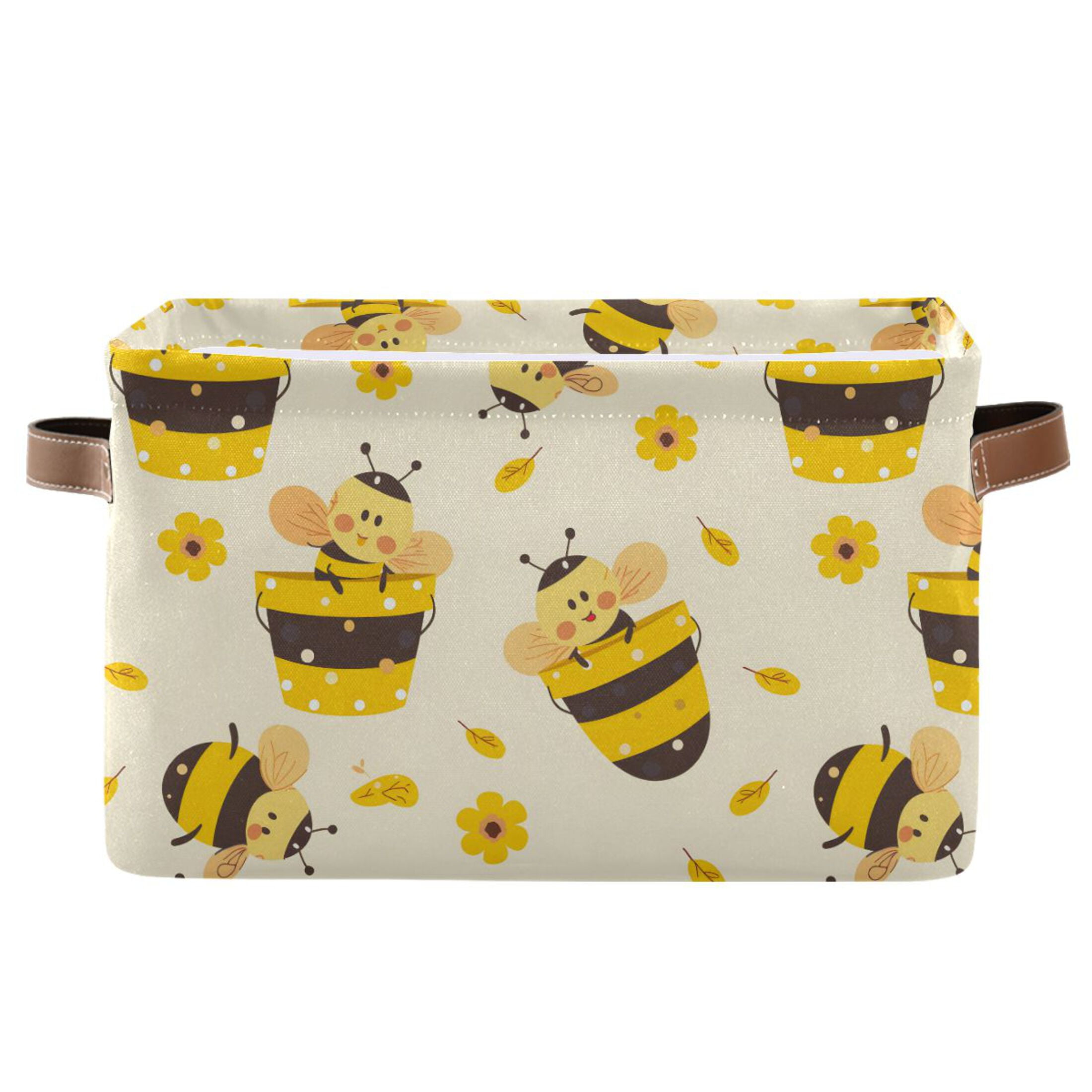 Cute Cartoon Bees and Flower Storage Bins with Handle Fabric Organizer ...