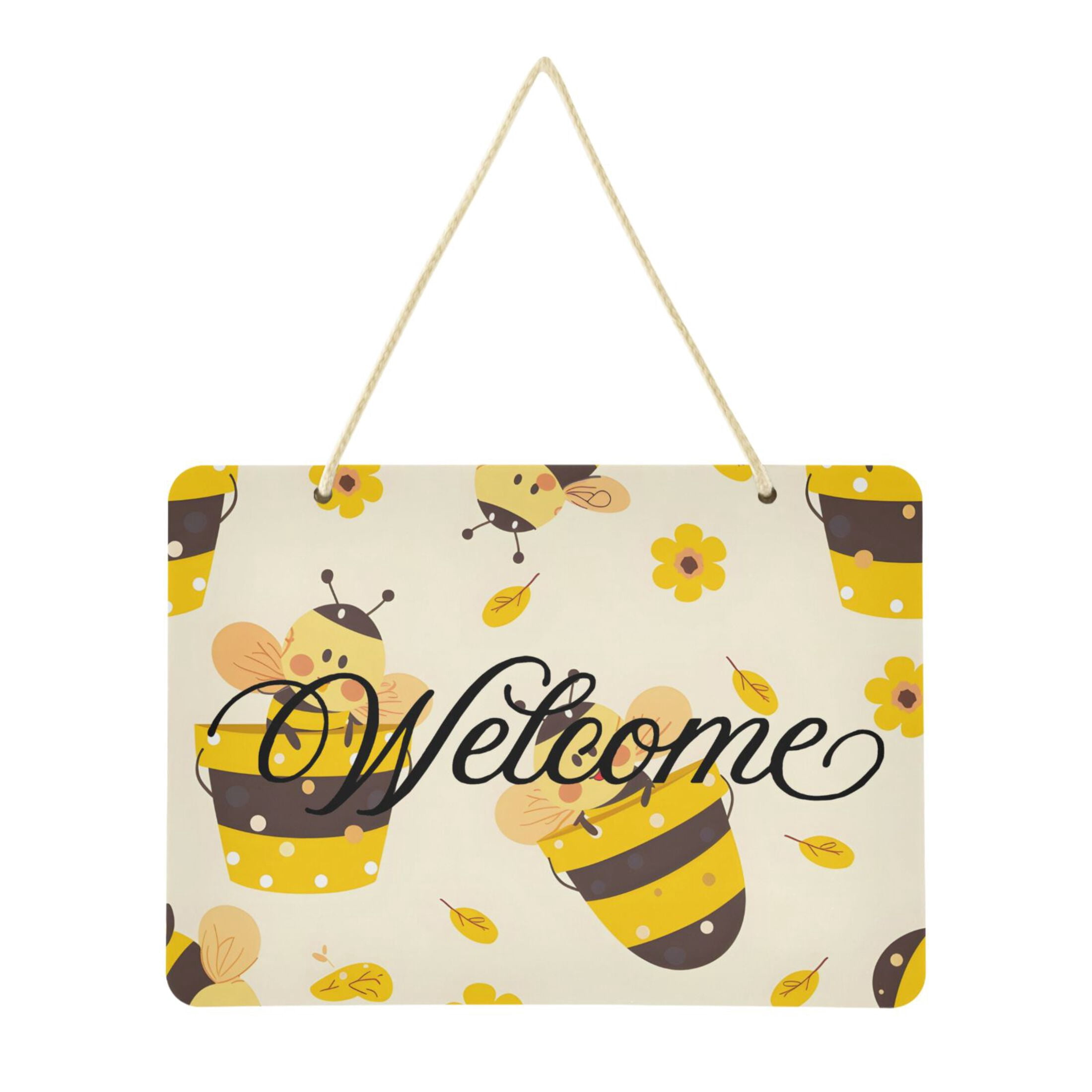 Cute Cartoon Bees and Flower Welcome Sign Front Door PVC 14x10 inch ...