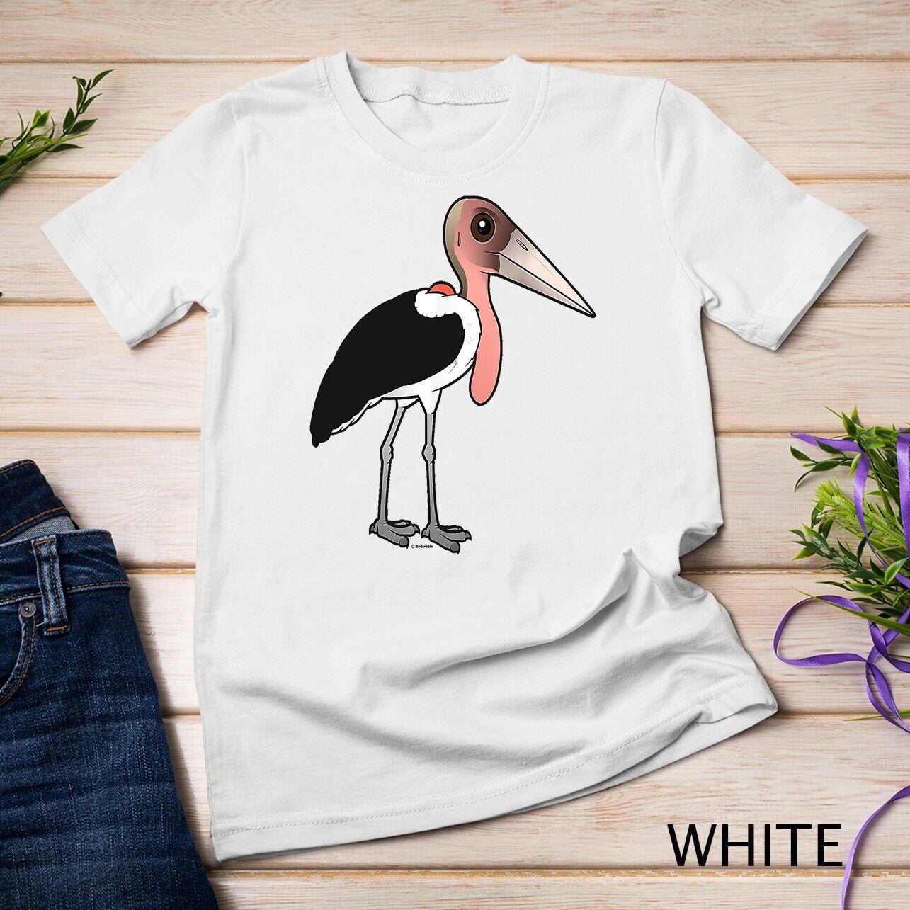 Cute Cartoon Bird T-Shirt Unusual Species Marabou Stork Unisex T-shirt ...