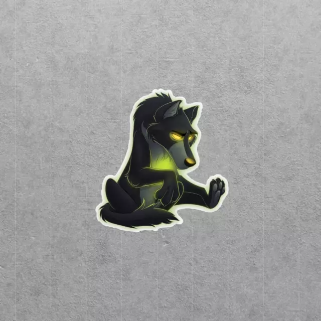 Cute Cartoon Black Wolf Cub Sticker - Adorable Animal Decalphone Decal ...