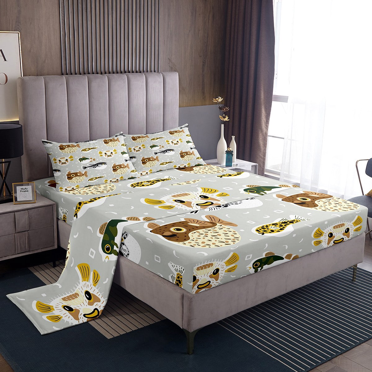 Cute Cartoon Blowfishes Sheets Adults Balloonfish Lover,Funny Doodle ...