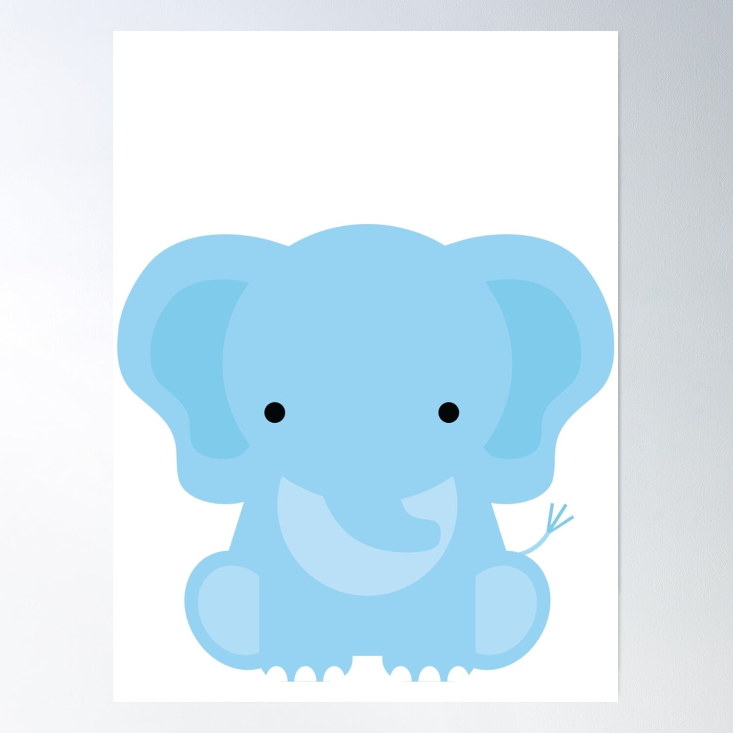 Cute Cartoon Blue Elephant Gift Poster Wall Art, Modern Wall Decor ...
