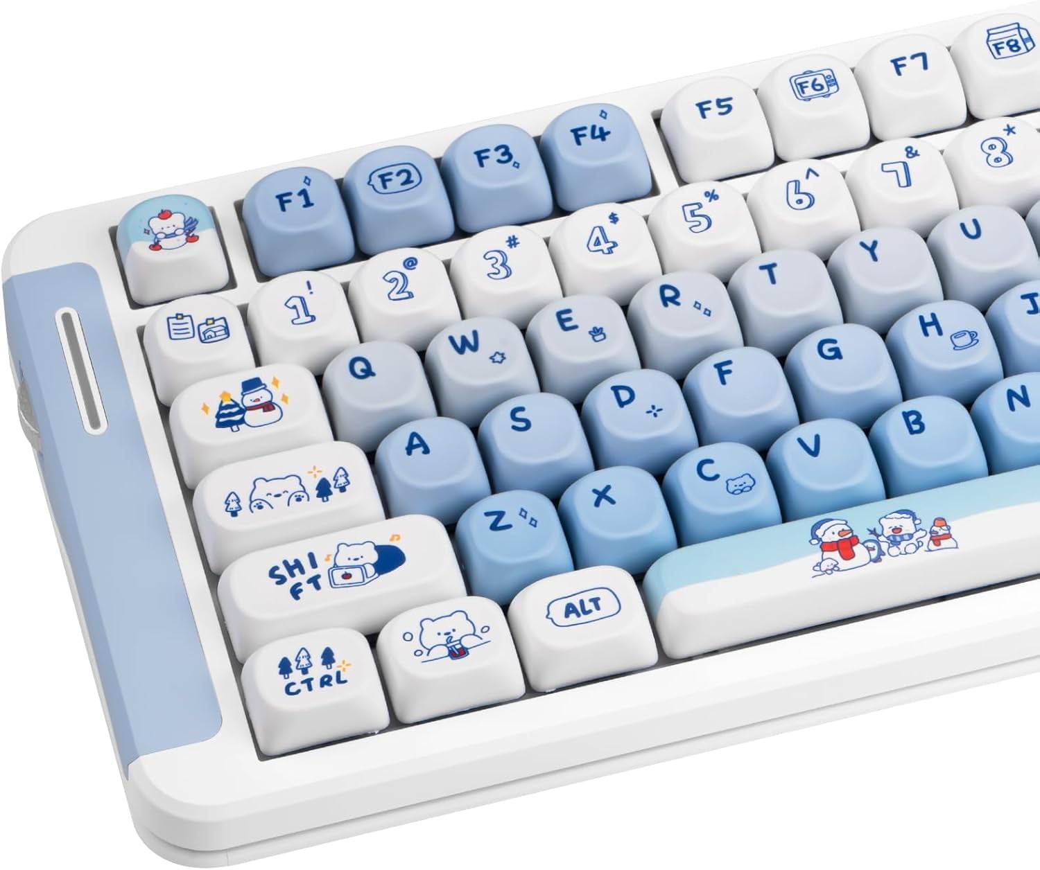 Cute Cartoon Blue White PBT Keycaps 135 Keys MOA Profile Dye ...