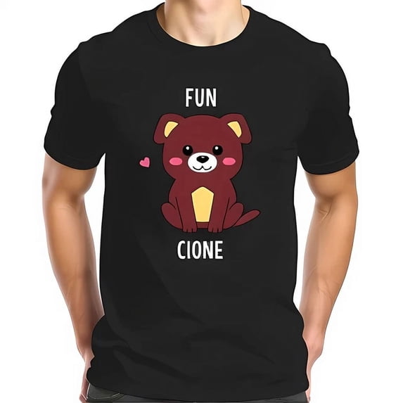 Cute Cartoon Brown Puppy T-Shirt With 'Fun' And 'Cione' Text - Soft ...