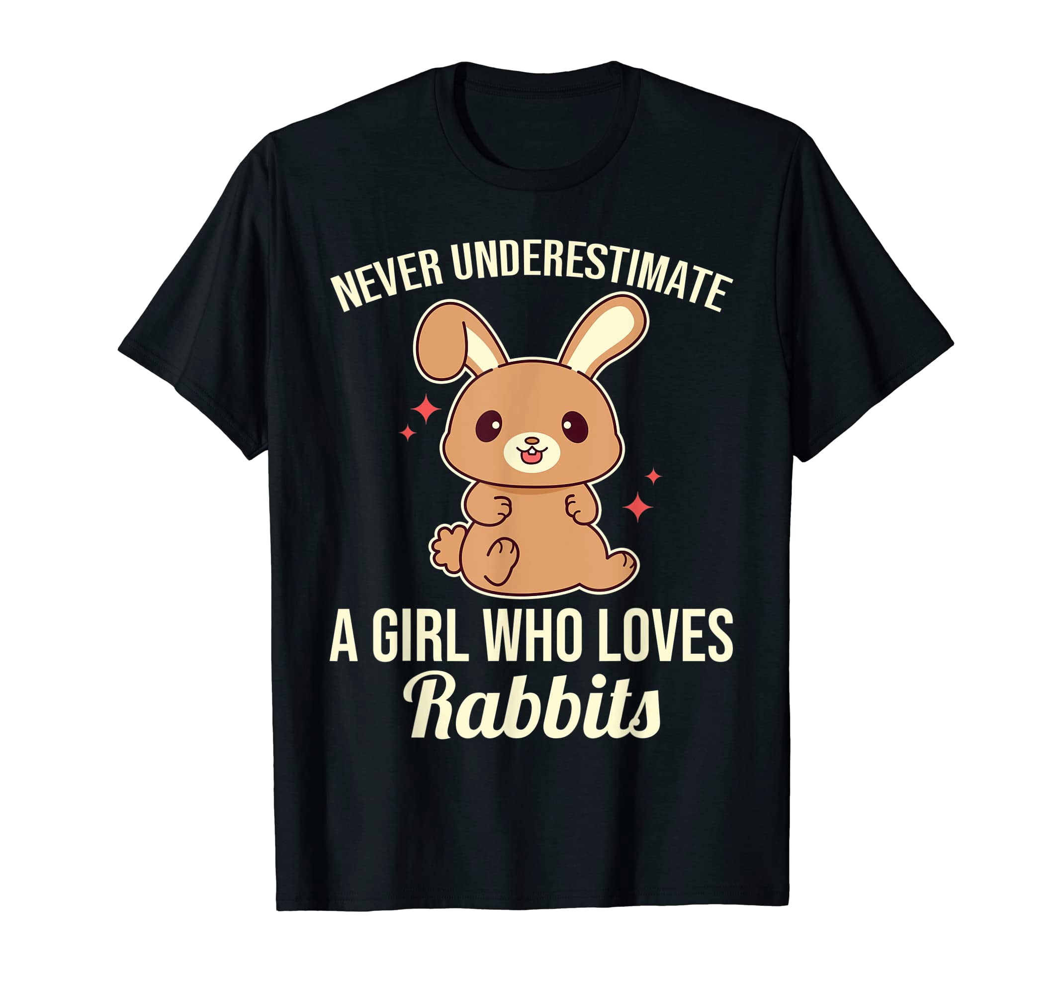 Cute Cartoon Bunny Never Underestimate A Who Loves Rabbits T-Shirt for ...