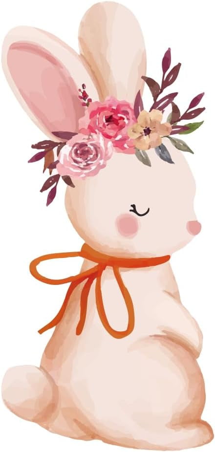 Cute Cartoon Bunny Pink Rabbit Animals Wall Stickers Removable Vinyl ...