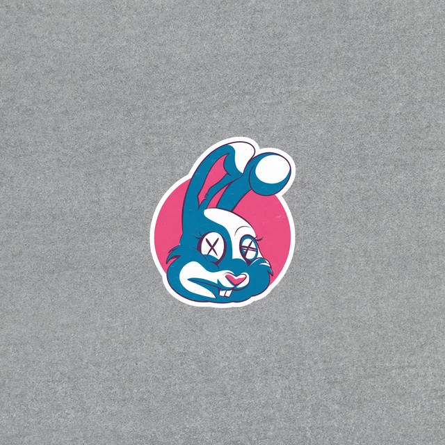 Cute Cartoon Bunny Sticker - Playful Blue Rabbit Illustration ...