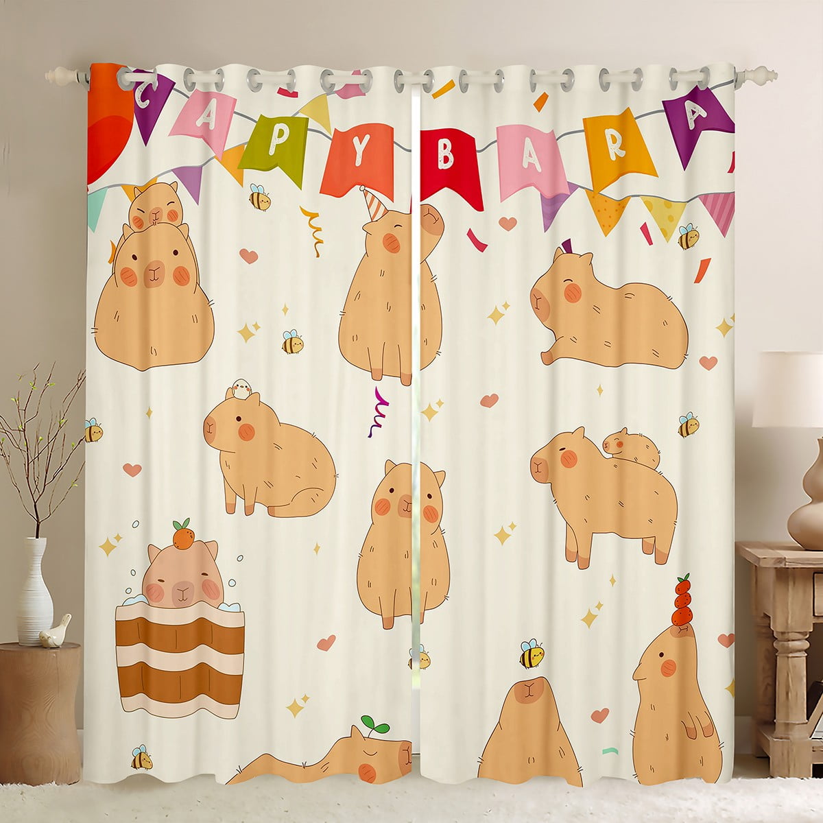 Cute Cartoon Capybara 30%-50% Blackout Curtains Gifts for Capybara ...
