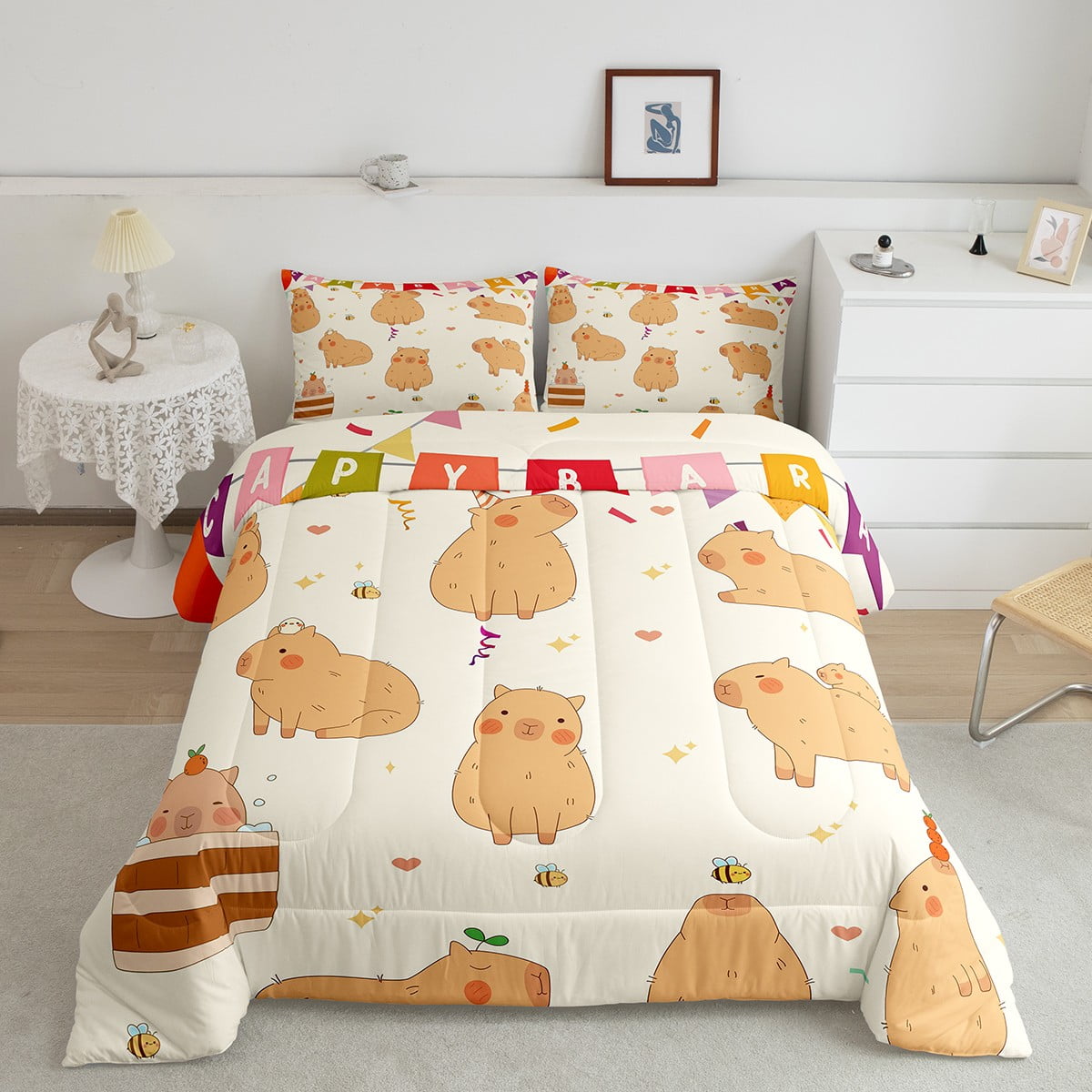 Cute Cartoon Capybara Comforter Set Gifts for Capybara Lovers, Kawaii ...