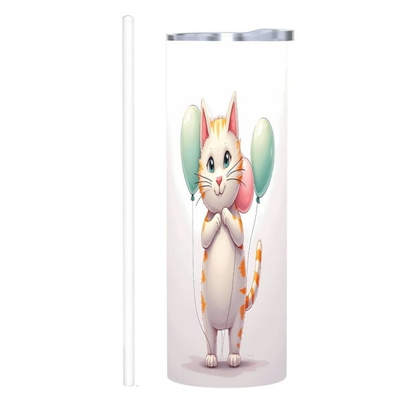 Cute Cartoon Cat Design 20 oz Stainless Steel Insulated Tumbler with ...
